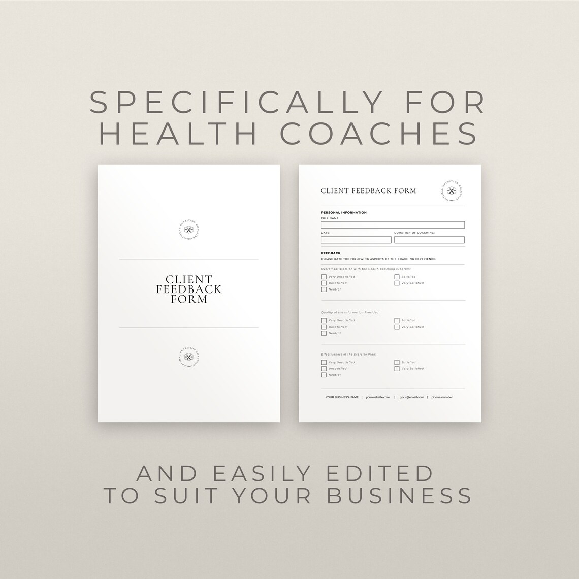 Health Coach Client Feedback Form, Coaching Template, Coaching Forms ...