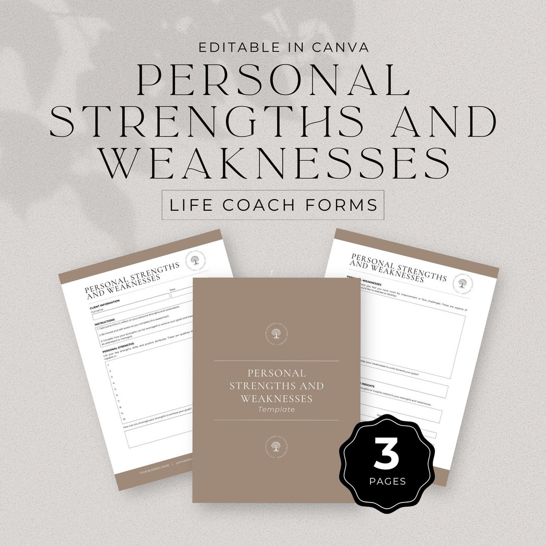 Personal Strengths and Weaknesses Templates Life Coach, Personal ...