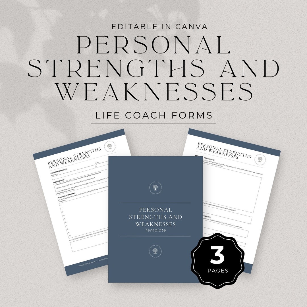 Personal Strengths and Weaknesses Life Coach Forms, Personal ...