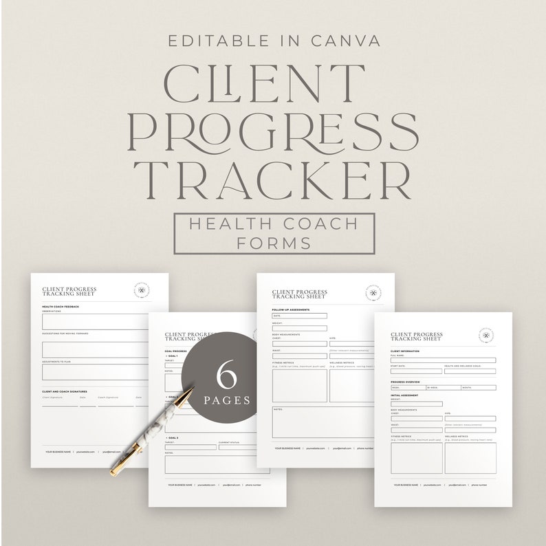Health Coach Client Progress Tracker, Coaching Template, Progress ...