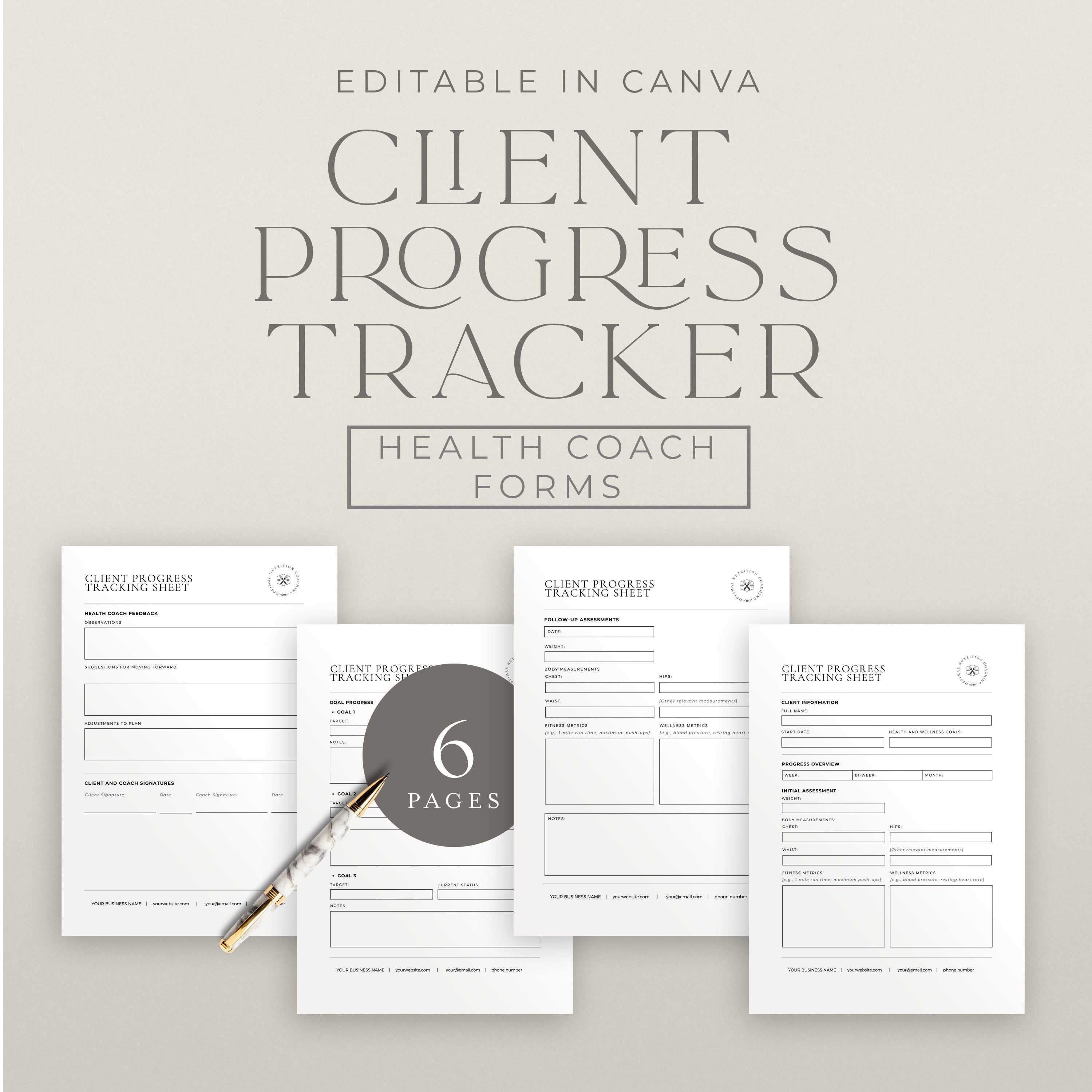Health Coach Client Progress Tracker, Coaching Template, Progress ...