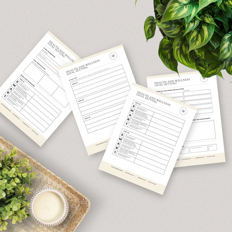 Health Coach Goal Setting Templates for Clients, Health and Wellness ...