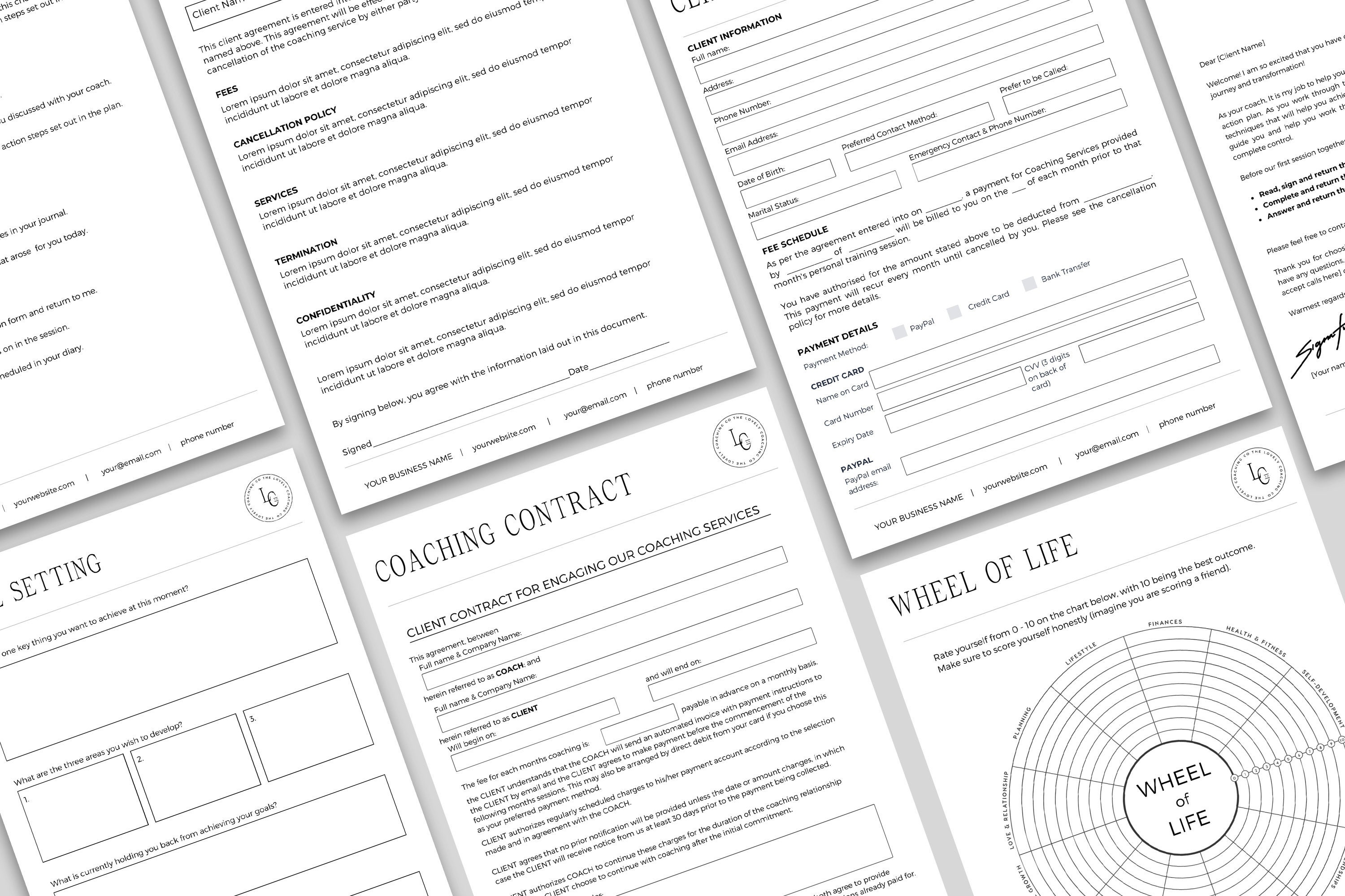 Coaching Intake Forms, Coach Worksheets, Client Agreement, Action Plan ...