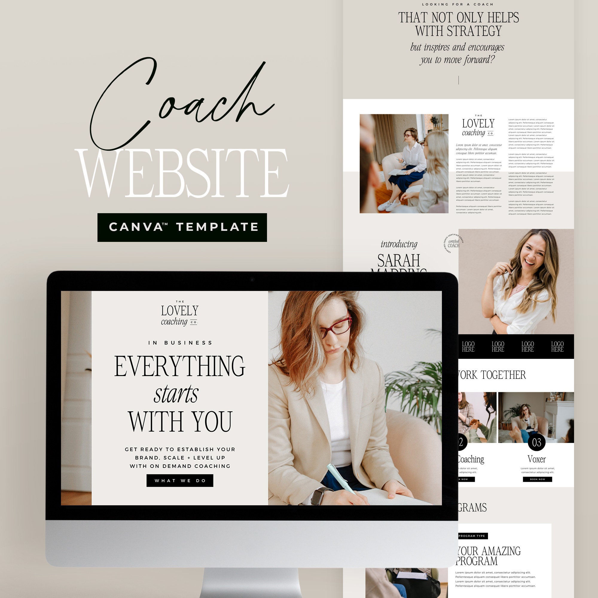 Neutral Modern Canva Coaching Website Template Coach Program - Etsy