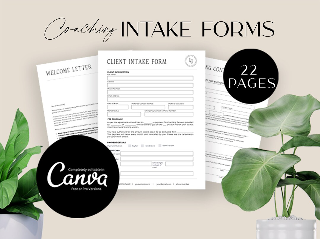 Coaching Intake Forms, Coach Worksheets, Client Agreement, Action Plan ...