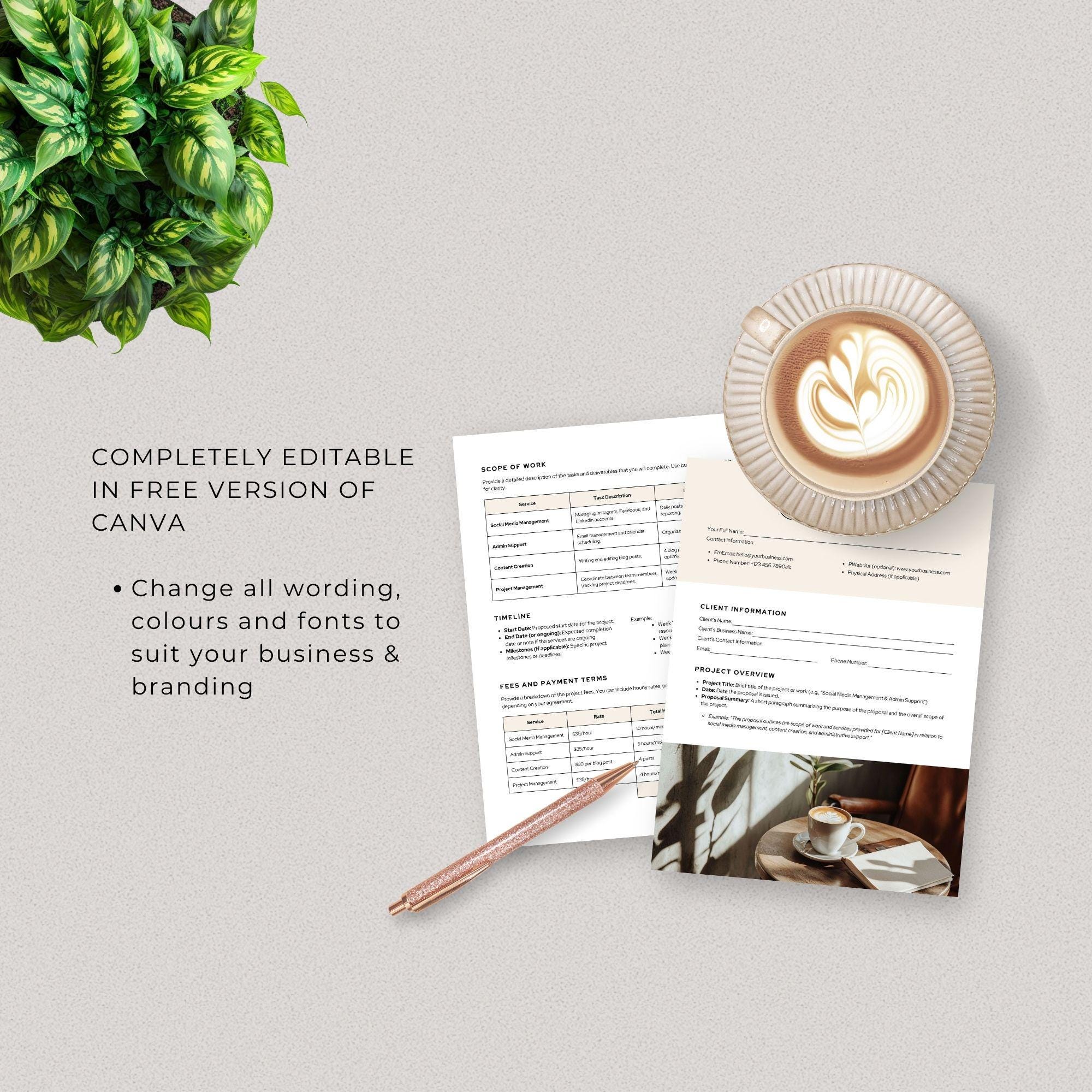 Virtual Assistant Proposal Template Scope of Work Editable Canva ...