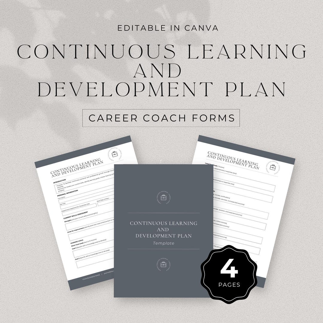 Continuous Learning and Development Plan Career Coaching Template ...