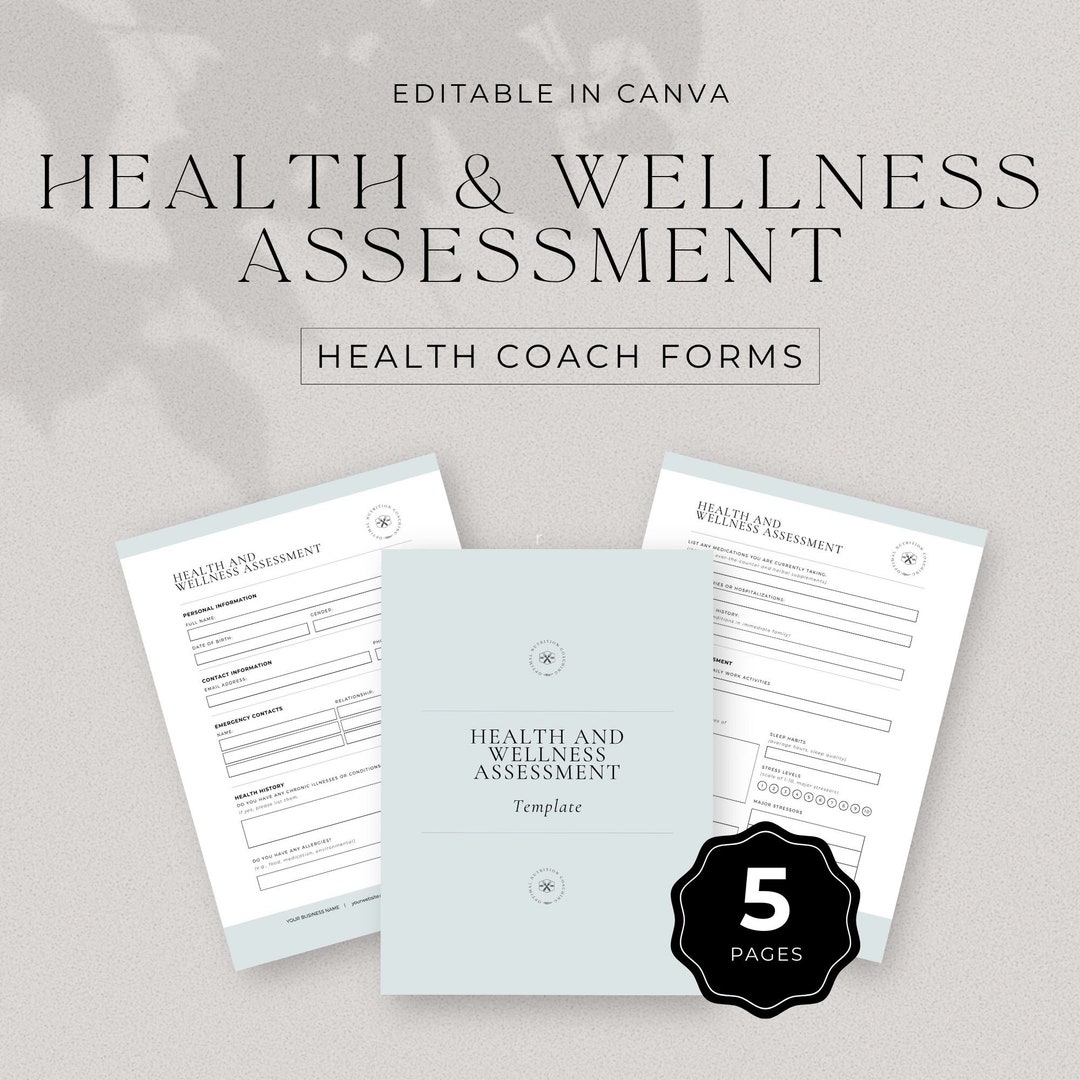 Health Coach Forms, Health and Wellness Assessment, Client Coaching ...