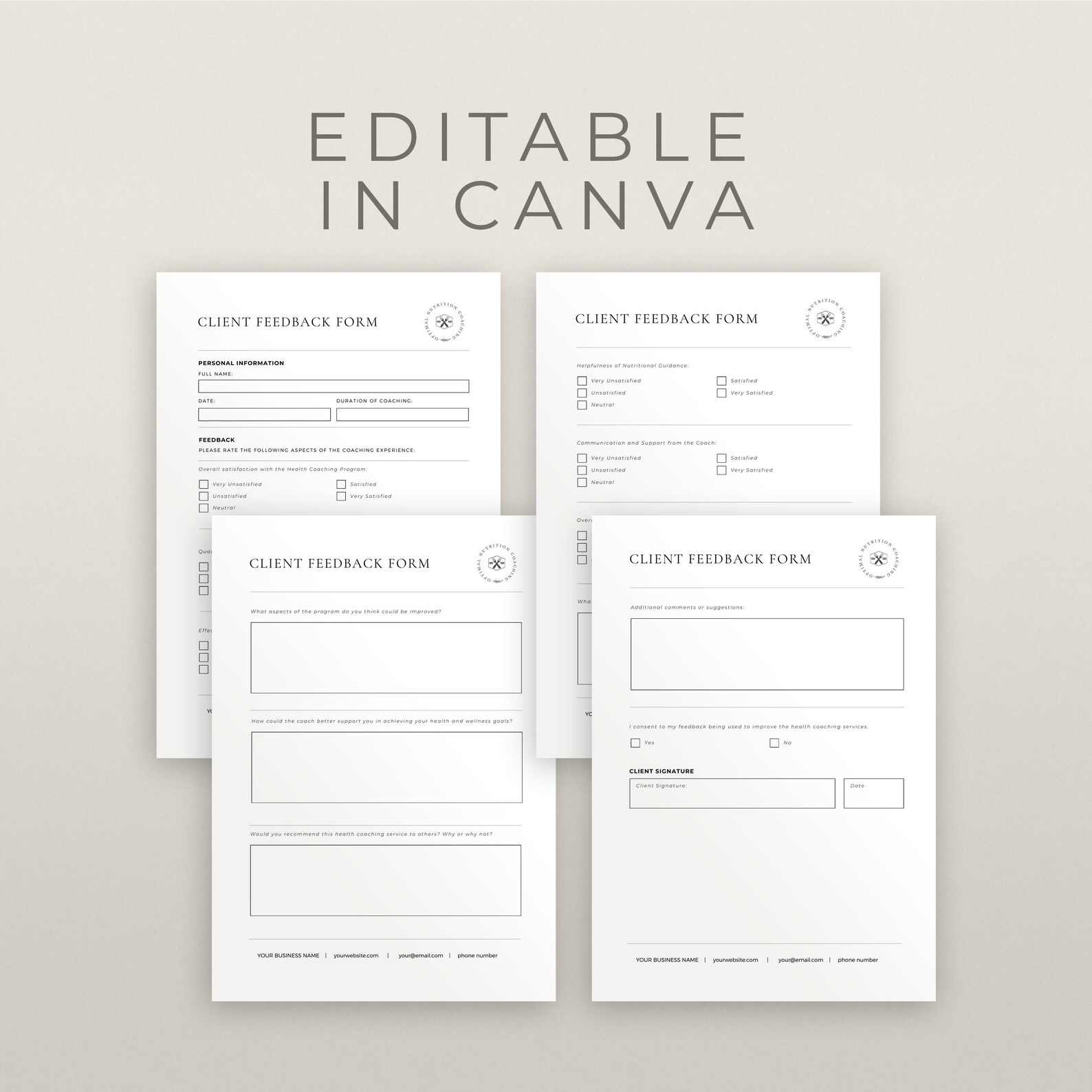 Health Coach Client Feedback Form, Coaching Template, Coaching Forms ...