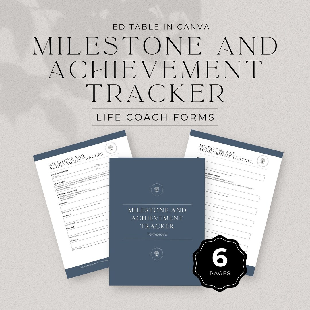 Life Coach Milestone and Achievement Tracker Template Client Progress ...