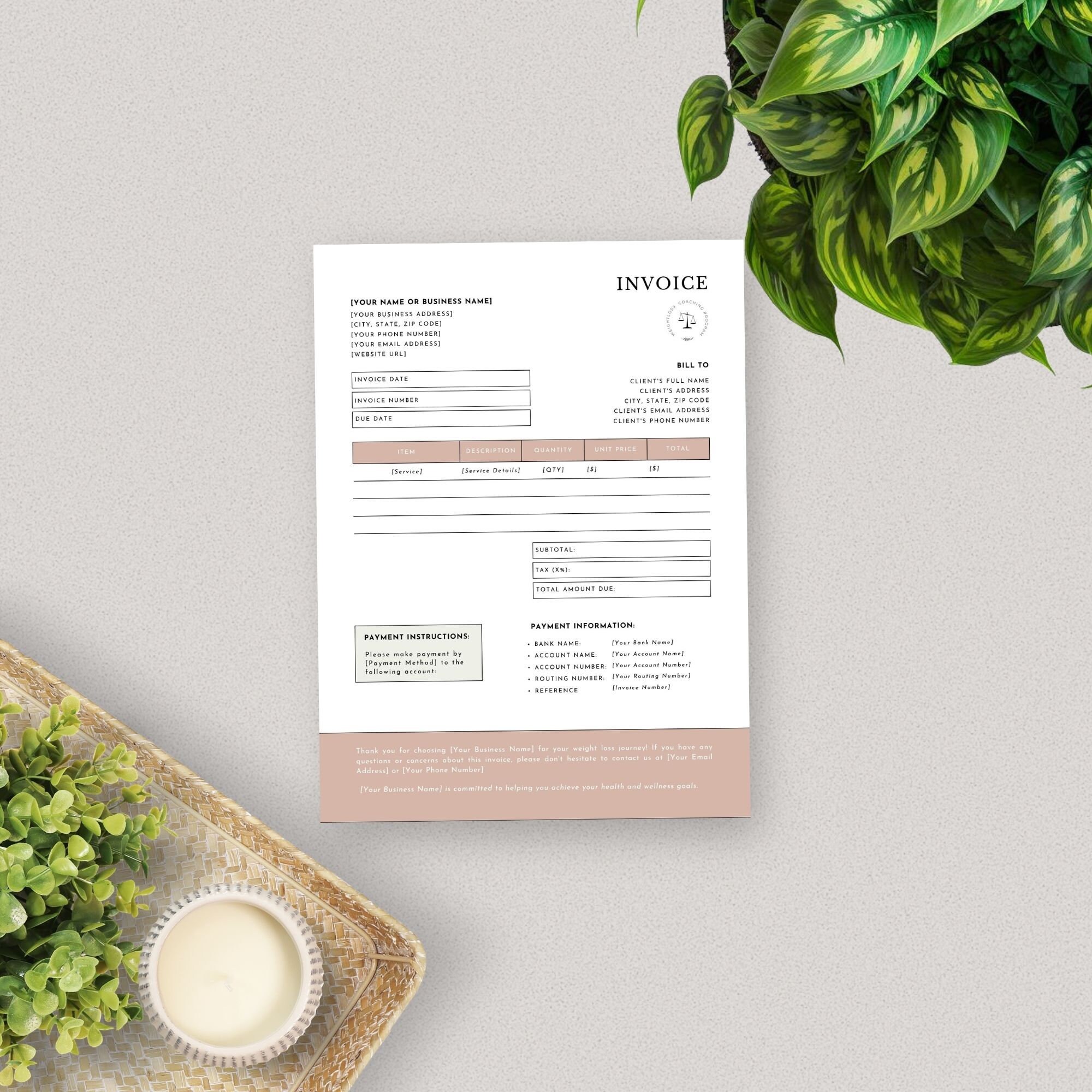 Weight Loss Coach Invoice, Business Invoice, Invoice Form, Invoice ...