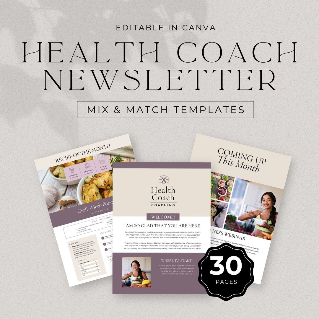 Health Coach Newsletter, Editable Template, Health and Wellness ...