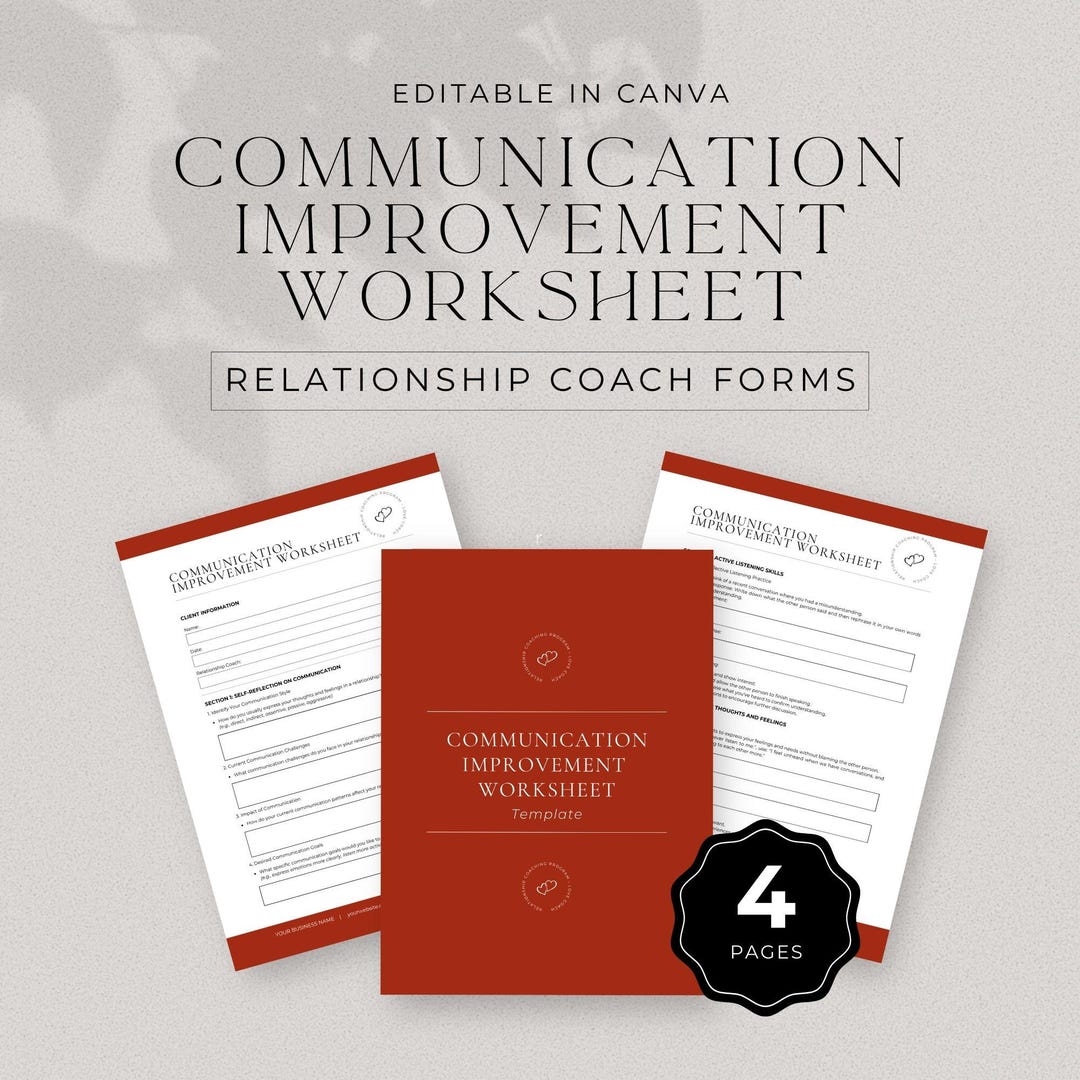 Communication Improvement Worksheet for Relationship Coach ...