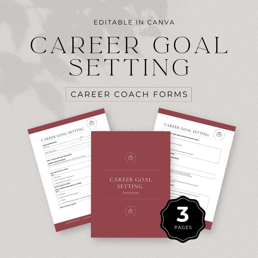 Career Goal Setting Template for Career Coaches, Personal Development ...
