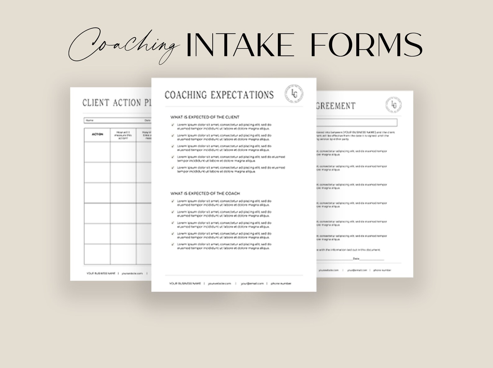 Coaching Intake Forms, Coach Worksheets, Client Agreement, Action Plan ...