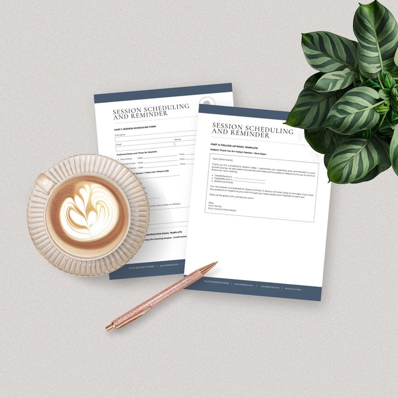 Session Scheduling and Reminder Template for Life Coach, Agenda ...