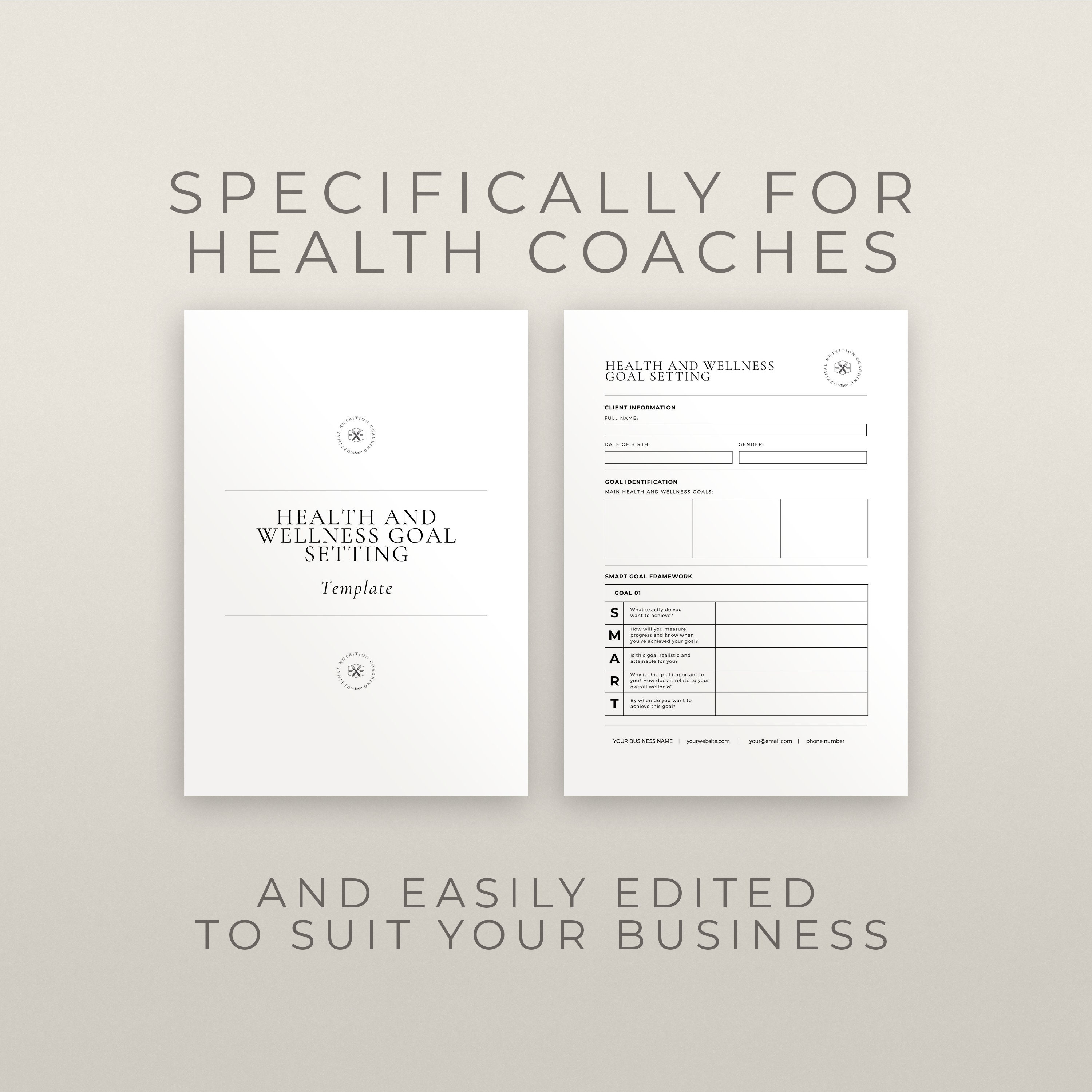 Health Coach Client Goal Setting Form, Health Coaching Forms, Nutrition ...