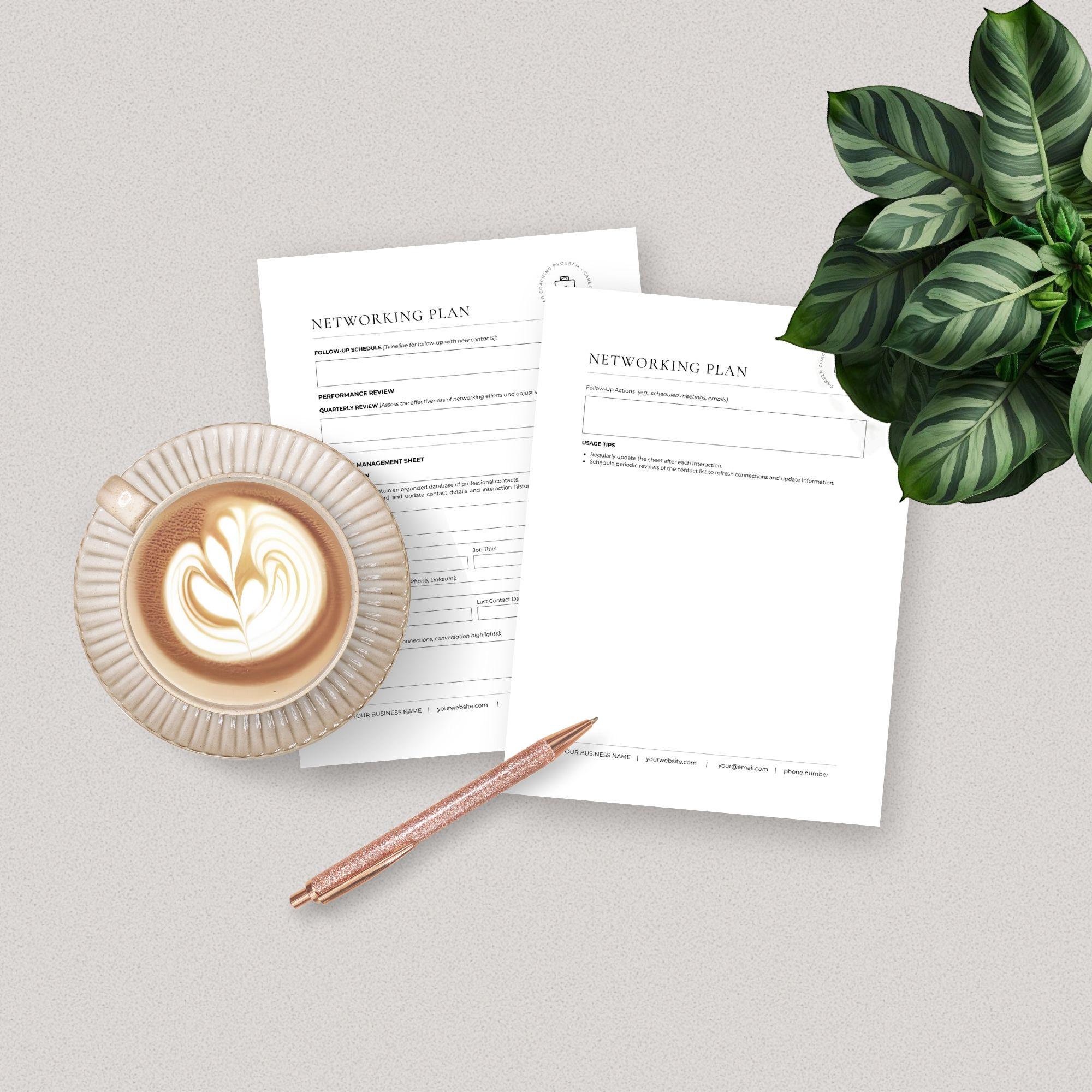 Career Coach Networking Plan and Contact Management Sheets, Career ...