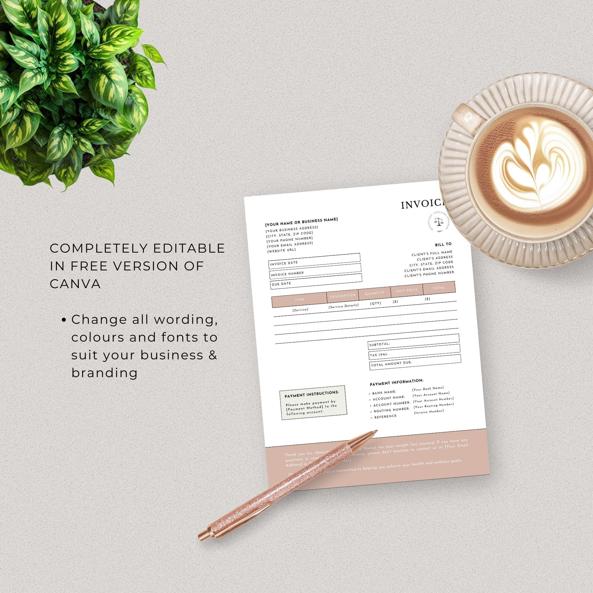 Weight Loss Coach Invoice, Business Invoice, Invoice Form, Invoice ...