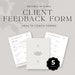 Health Coach Client Feedback Form, Client Review Form, Customer ...