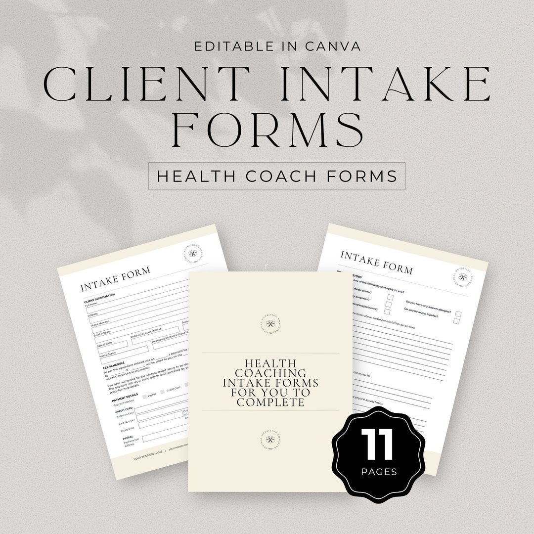 New Health Coach Client Intake Forms, Coaching Form Templates, New ...