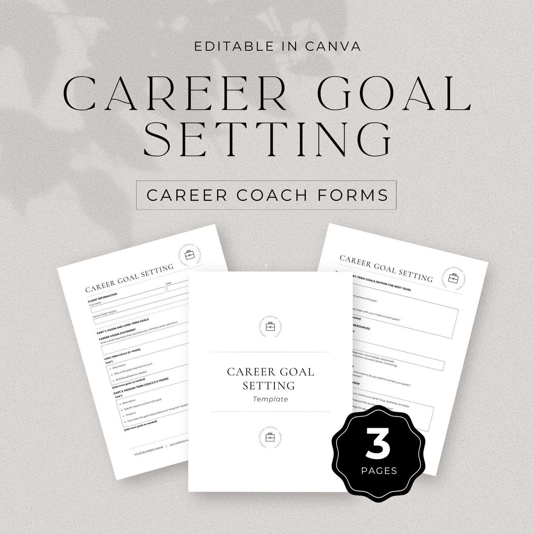 Career Goal Setting Template for Coaching, Goal Setting Planner ...