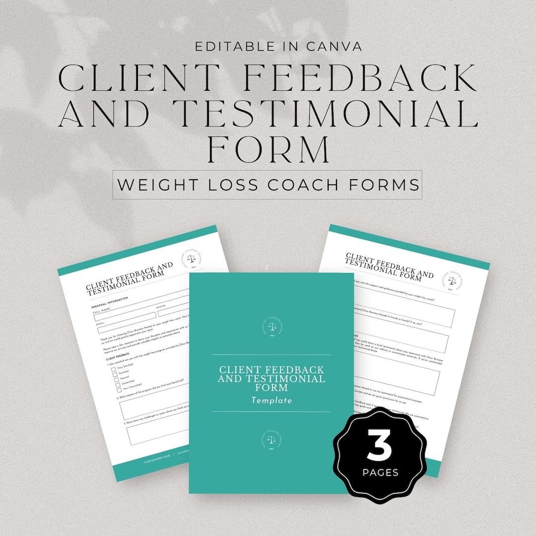 Weight Loss Coach Client Feedback and Testimonial Form, Customer ...