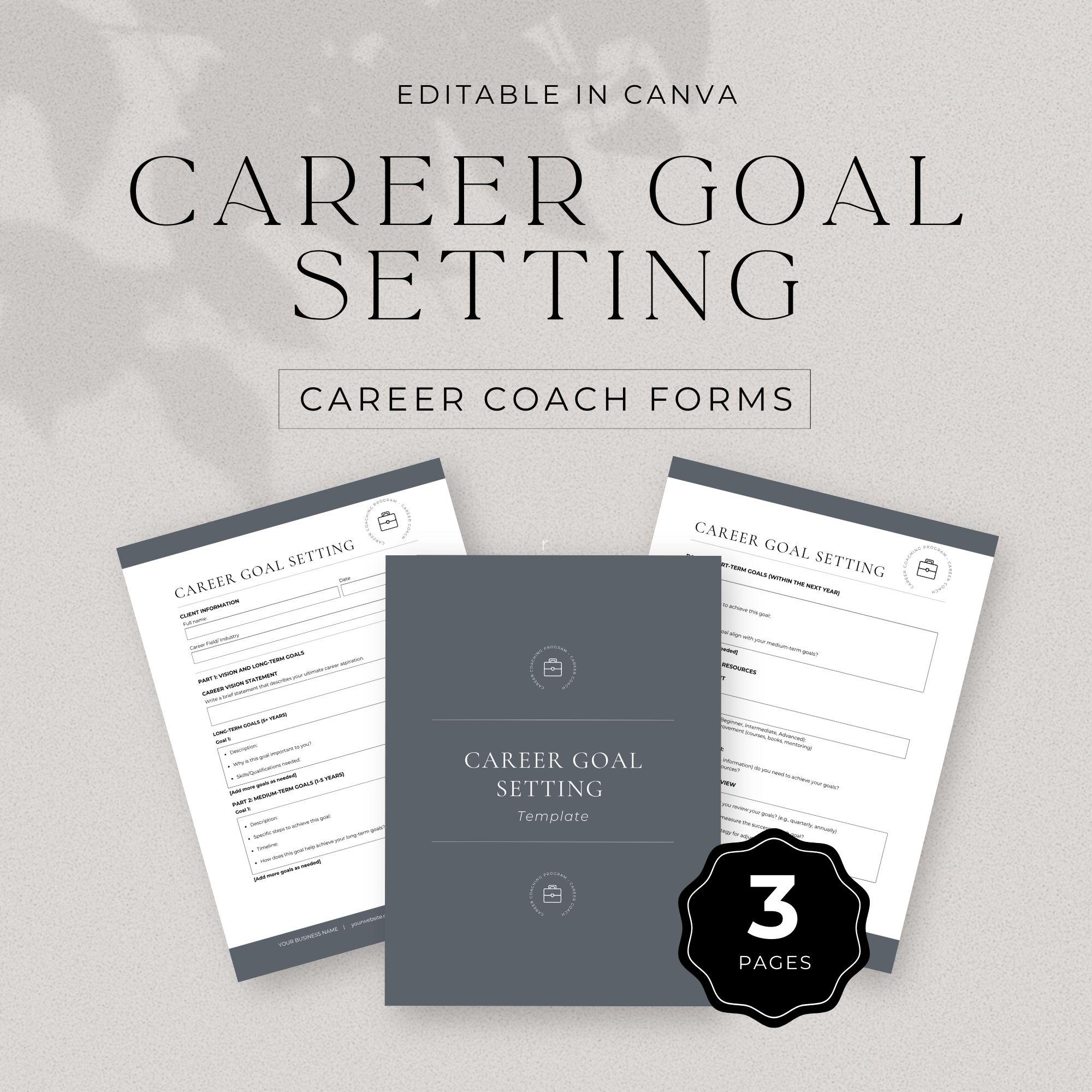 Career Goal Setting Planner Template for Digital Coaches Editable Canva ...