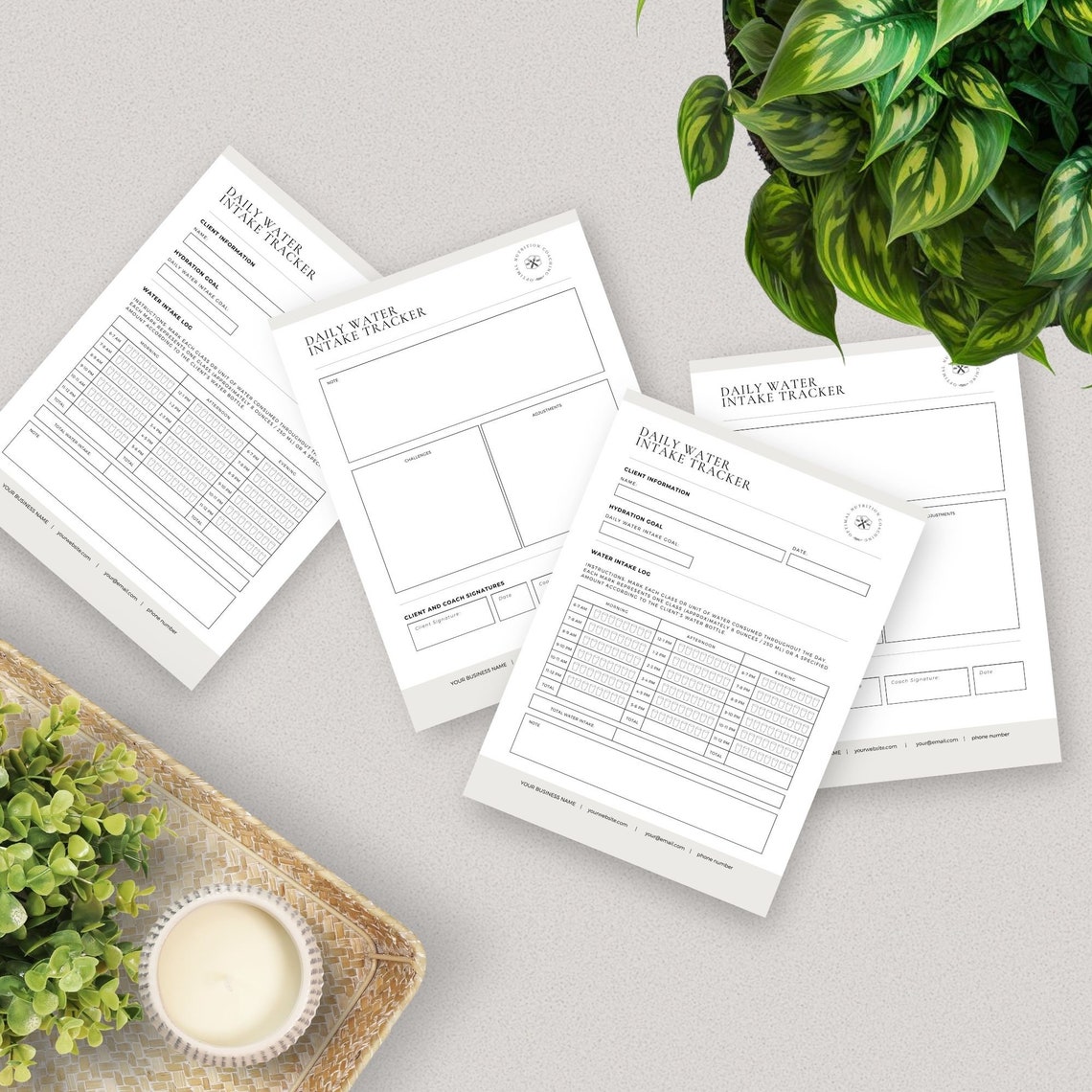 Daily Water Intake Tracker Template for Health Coaching, Water Log ...