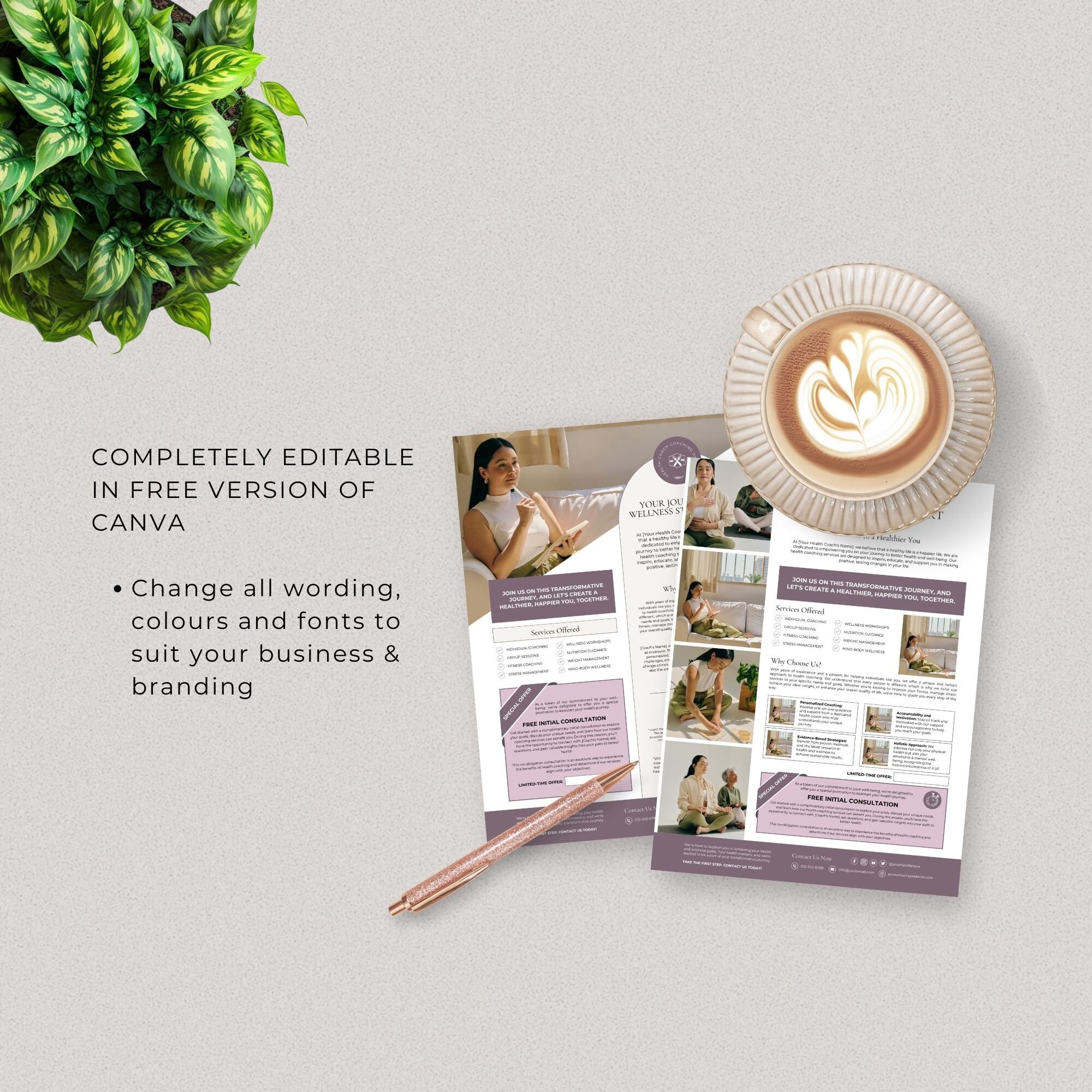 Health Coach Flyer Coaching Promotional Pamphlet Nutrition Coach ...