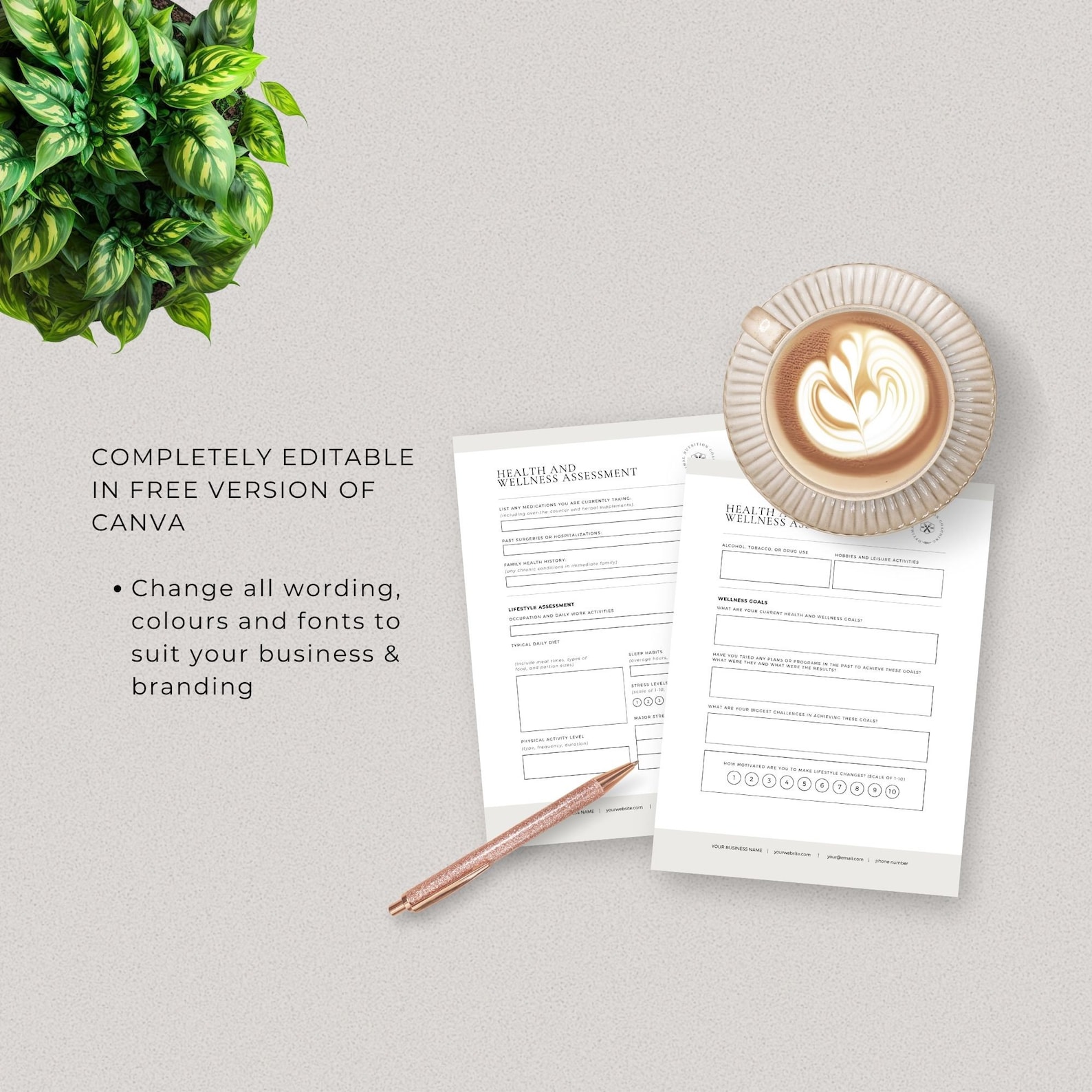 Health Coach Health and Wellness Assessment Forms, Coaching Form ...