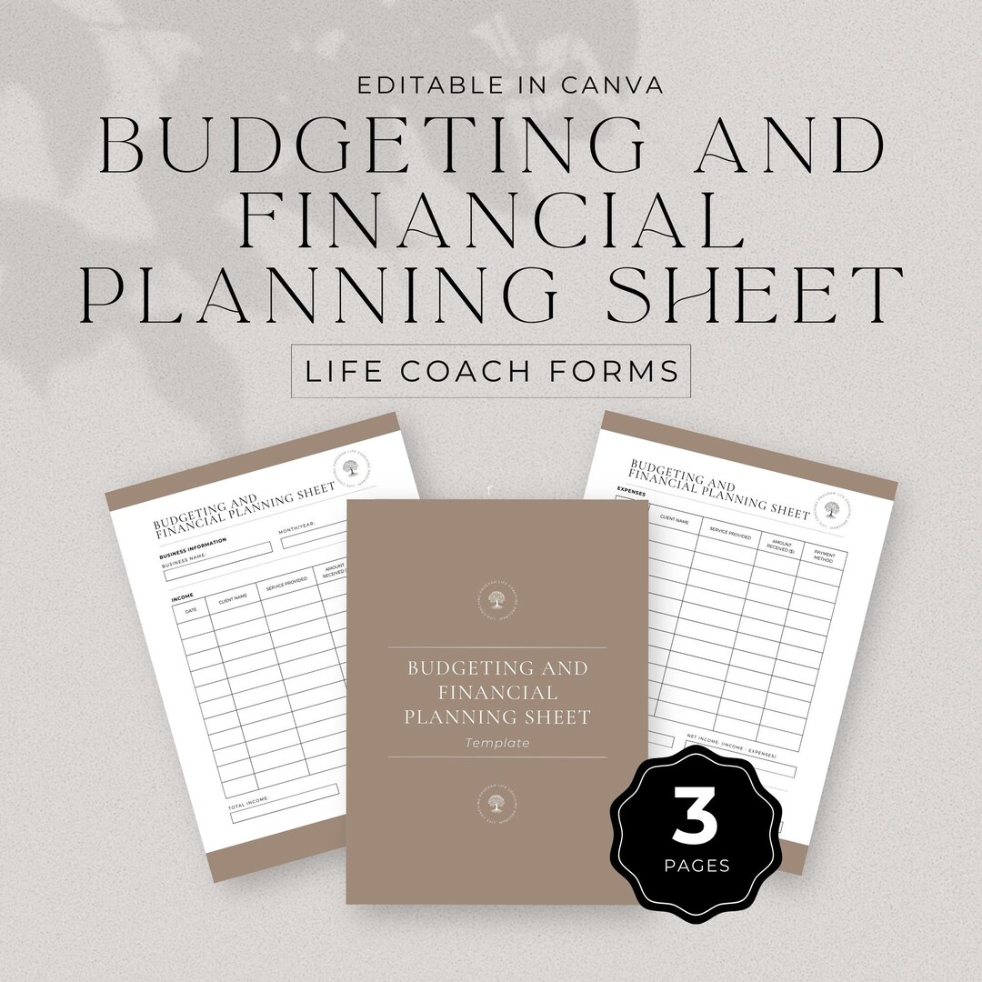 Life Coach Budget Planner Template Financial Goal Setting Worksheet ...
