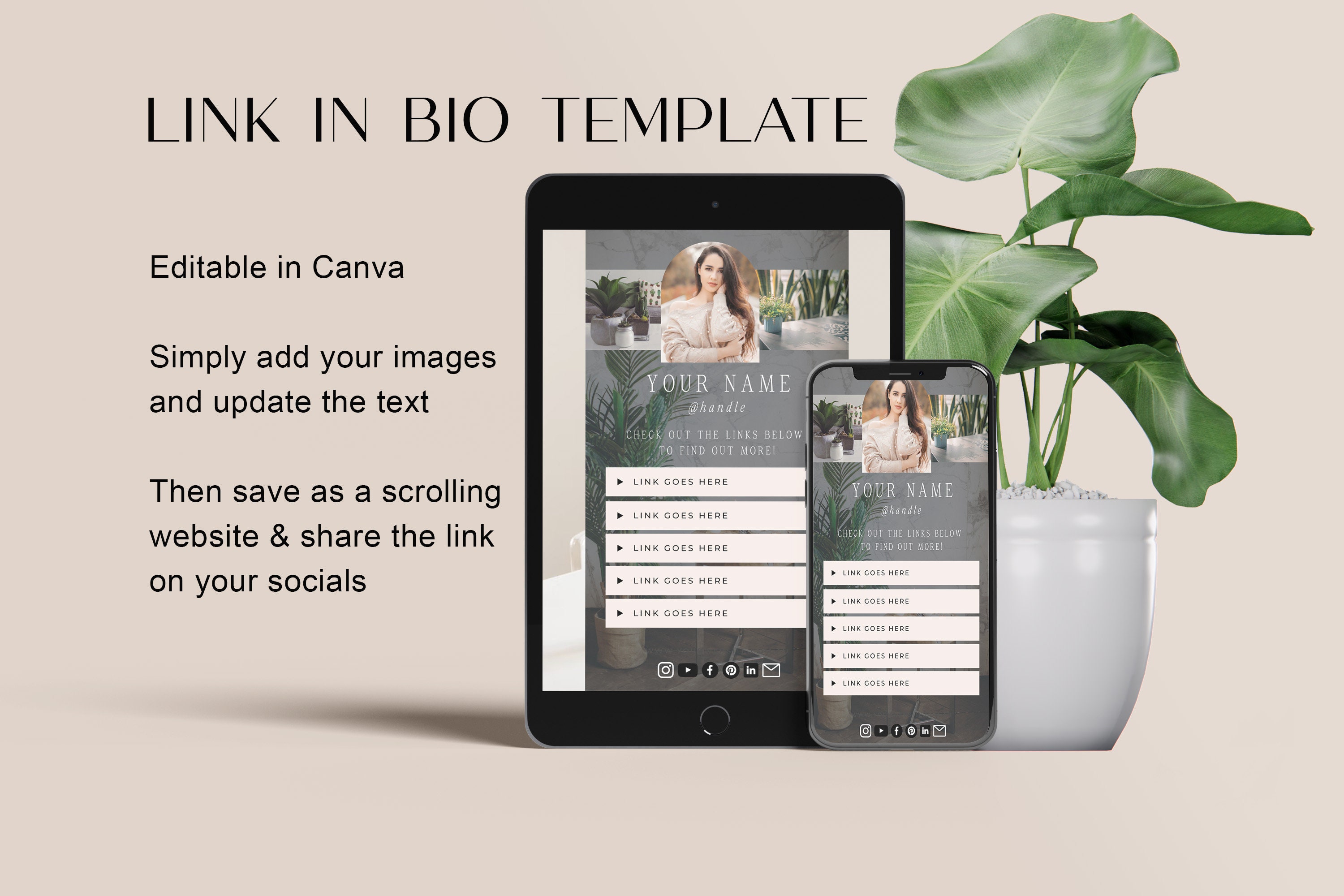 Link in Bio Editable Canva Template, Quick Links, Mini Website, Coach ...