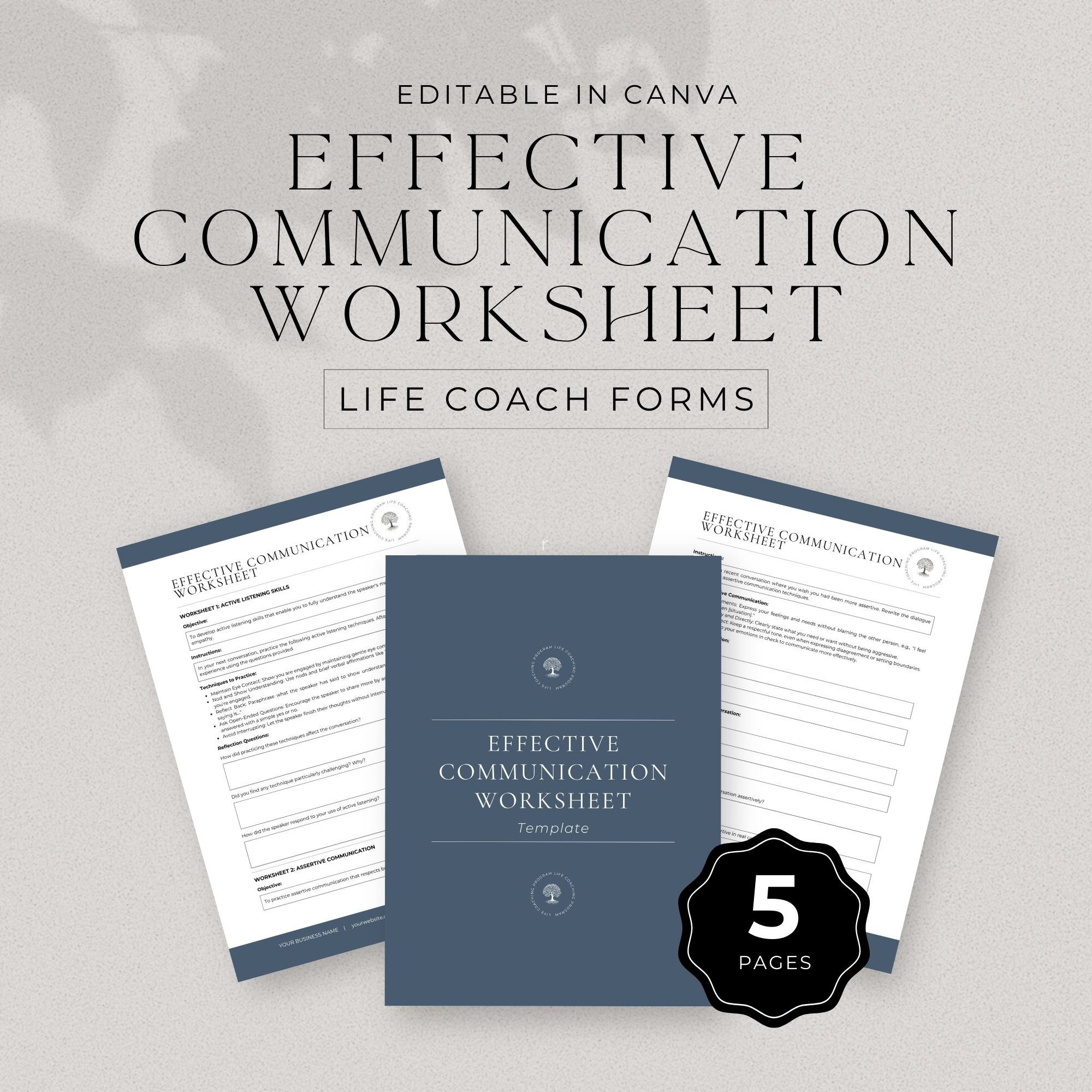 Effective Communication Worksheet for Lifestyle Coaches, Communication ...