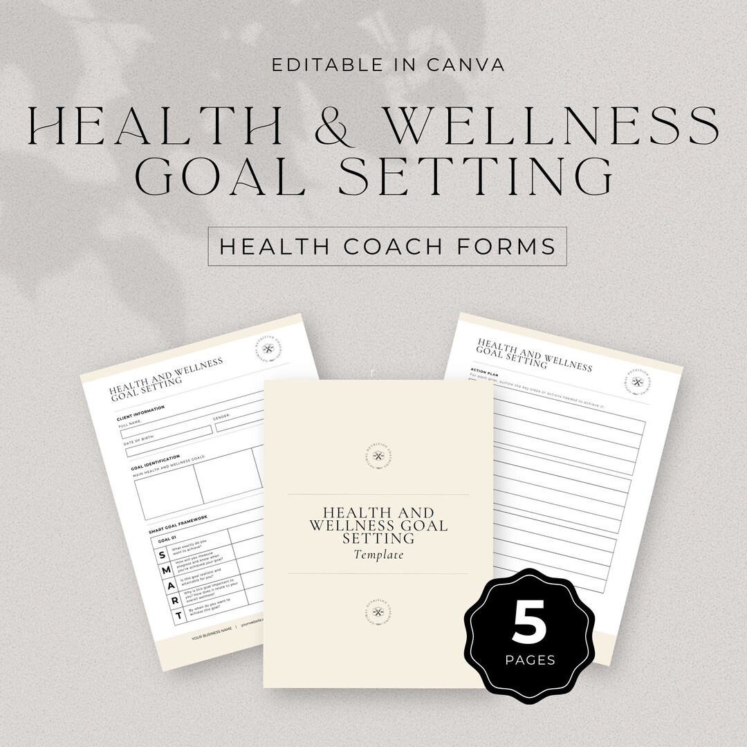 Health Coach Goal Setting Templates for Clients, Health and Wellness ...
