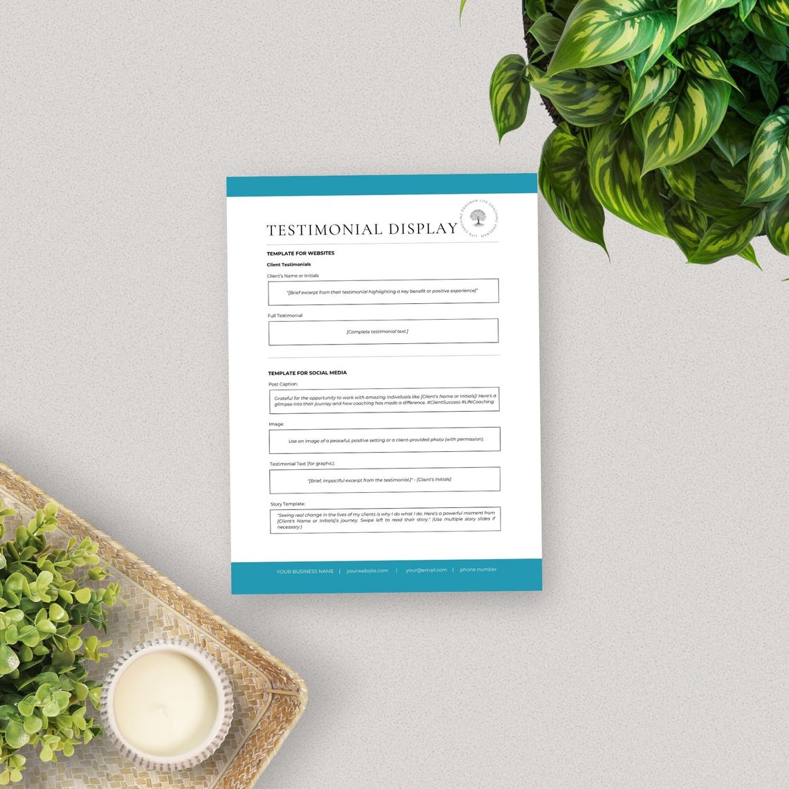 Testimonial Display Template for Life Coaches, Social Media Testimonial ...