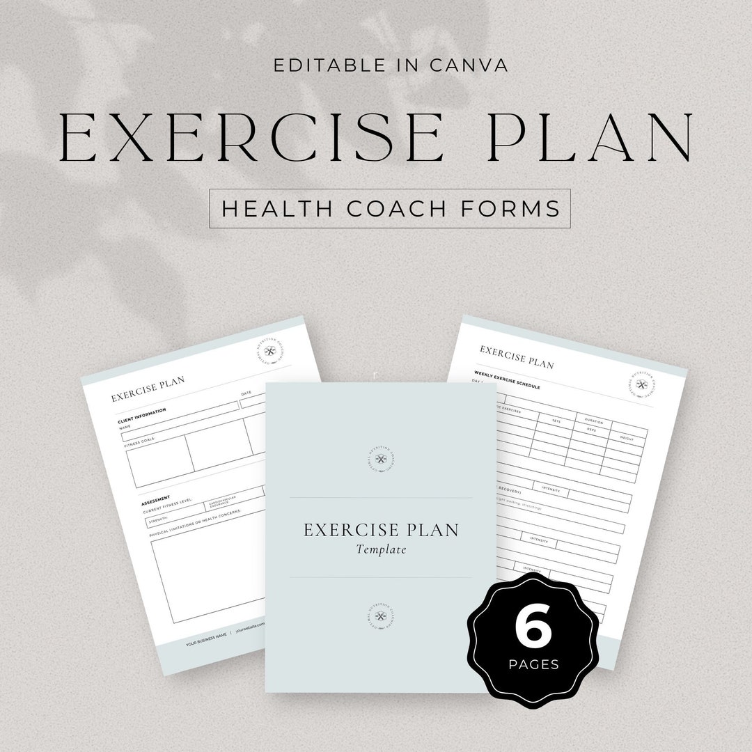 Health Coach Exercise Plan Template, Digital Fitness Plan, Coaching ...