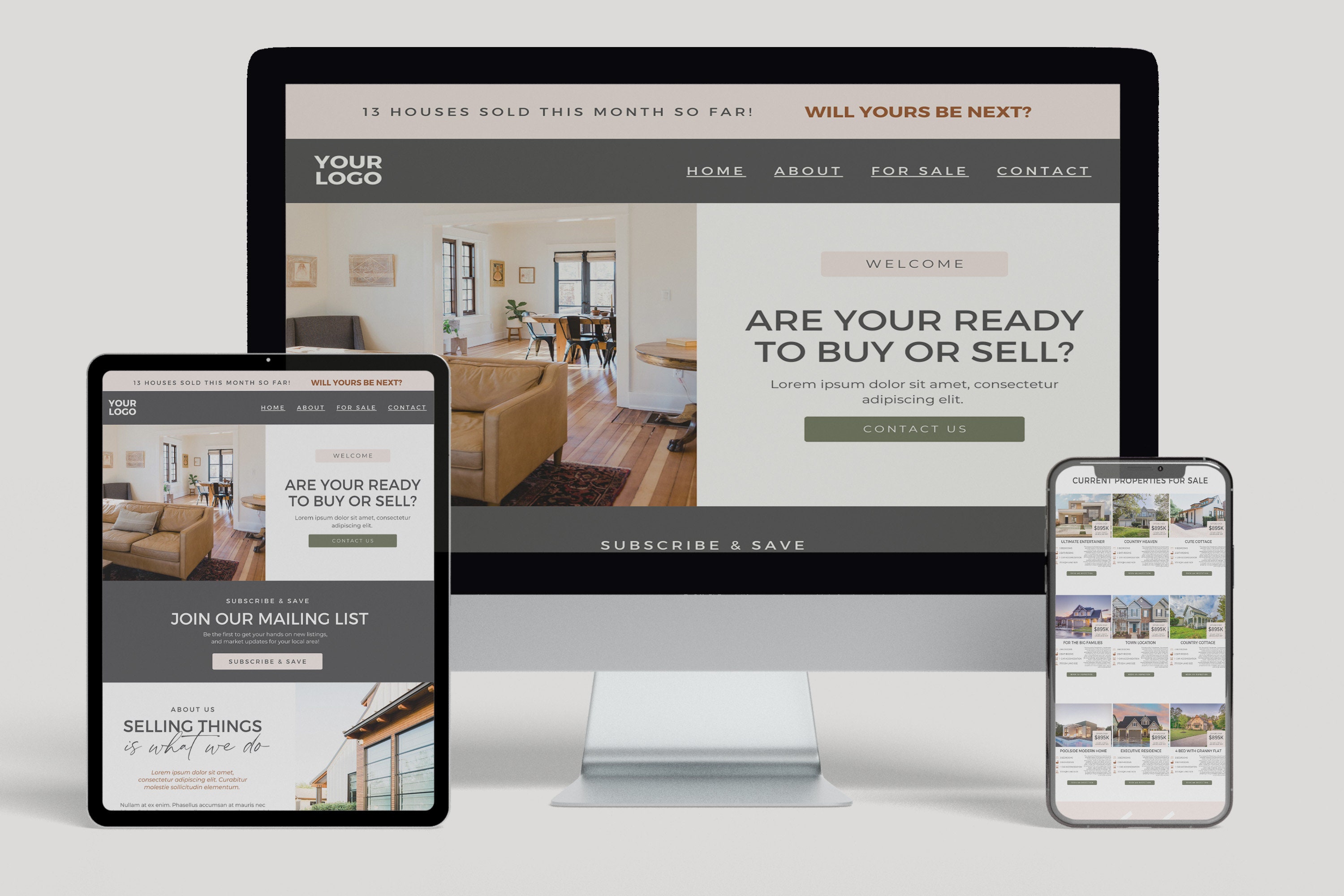 Real Estate Agent Website Template Canva, Real Estate Website, Canva ...