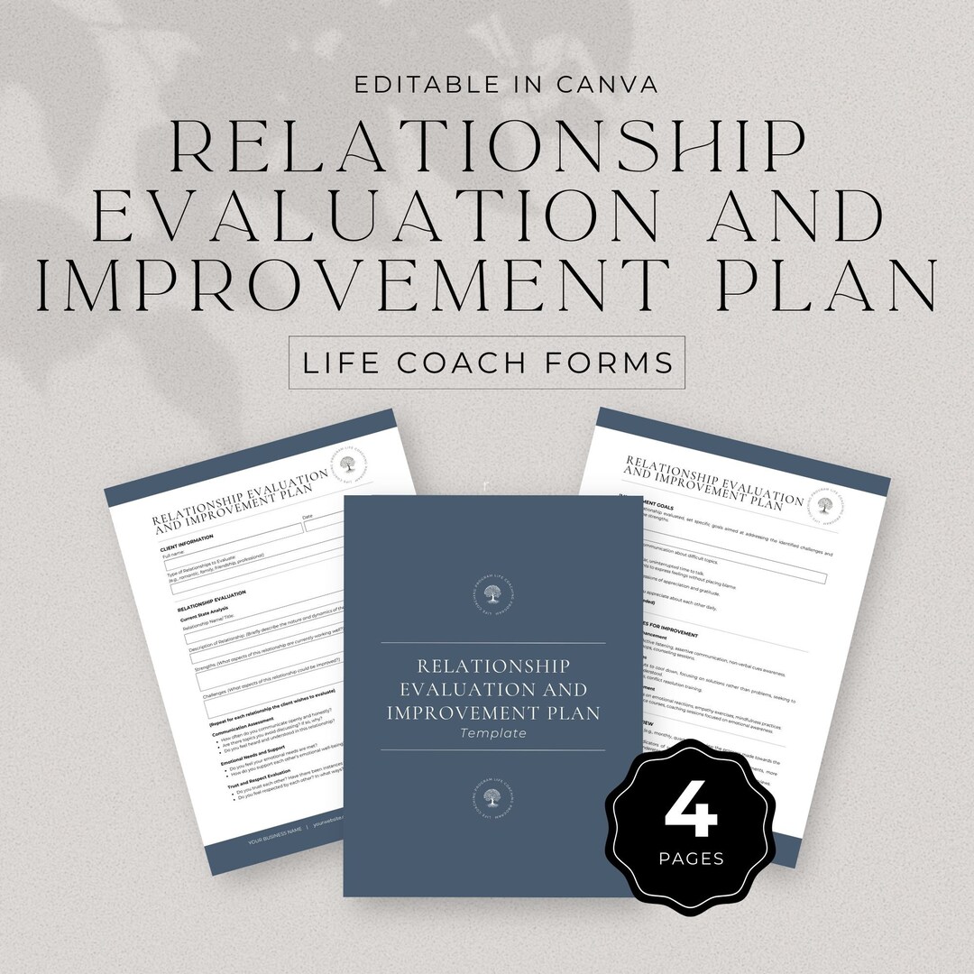 Life Coach Evaluation Template, Personal Coaching for Improvement Plan ...