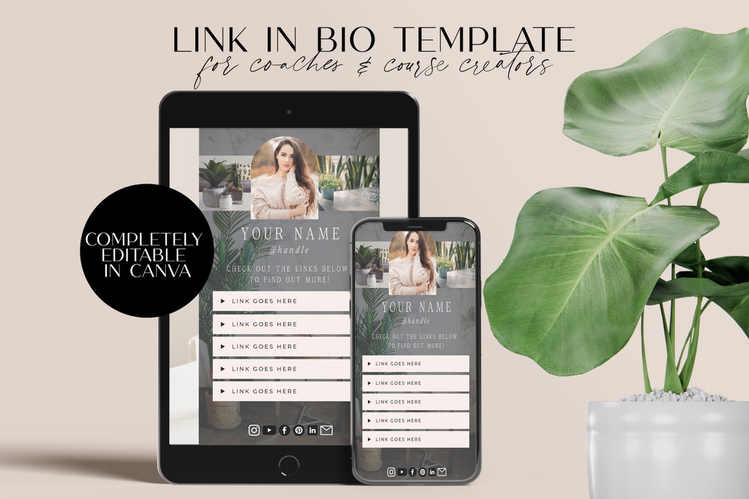 Link in Bio Editable Canva Template, Quick Links, Mini Website, Coach ...