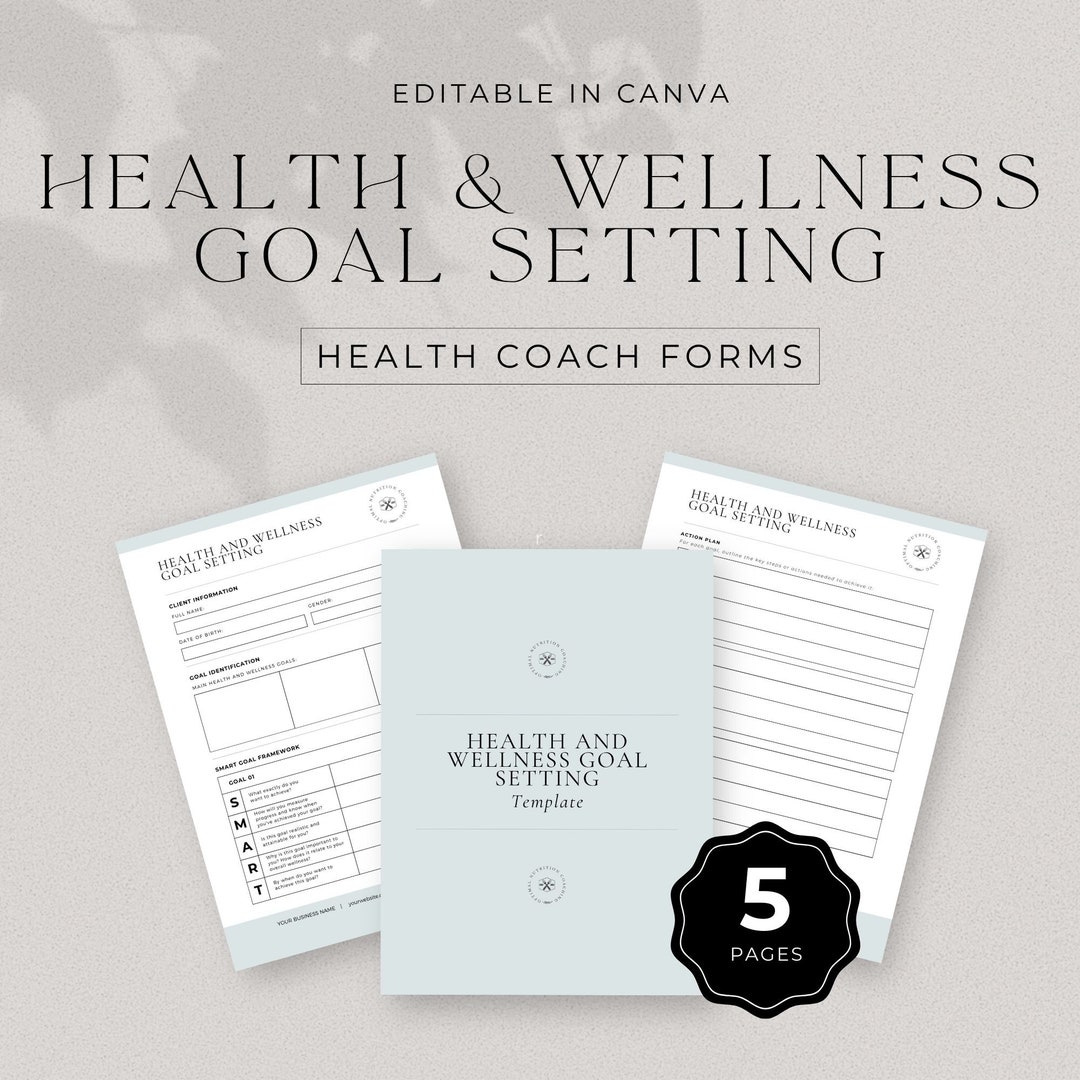 Health Coach Health and Wellness Goal Setting Planner, Productivity ...