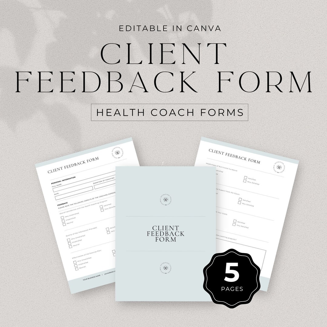 Health Coach Client Feedback Form, Customer Questionnaire, Client ...