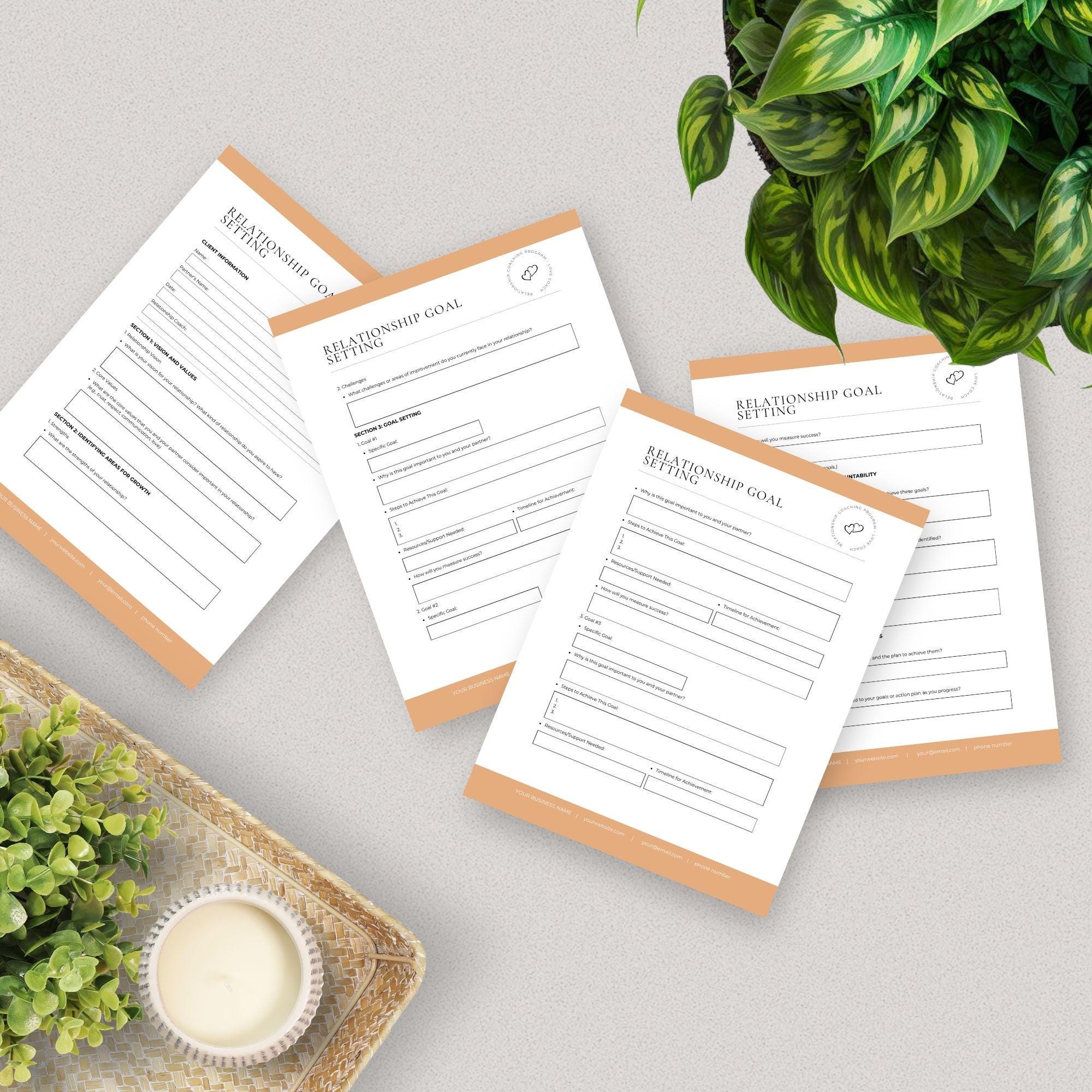 Relationship Goal Setting Template for Relationship Coach, Couples ...