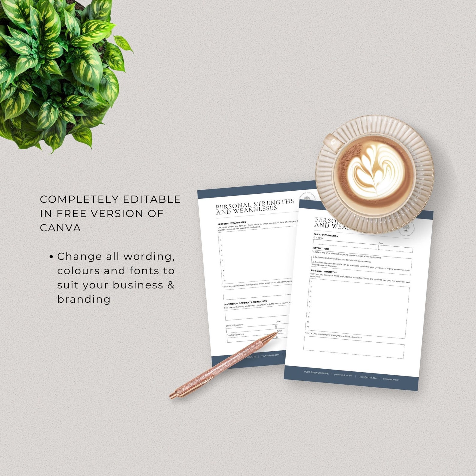 Personal Strengths and Weaknesses Life Coach Forms, Personal ...