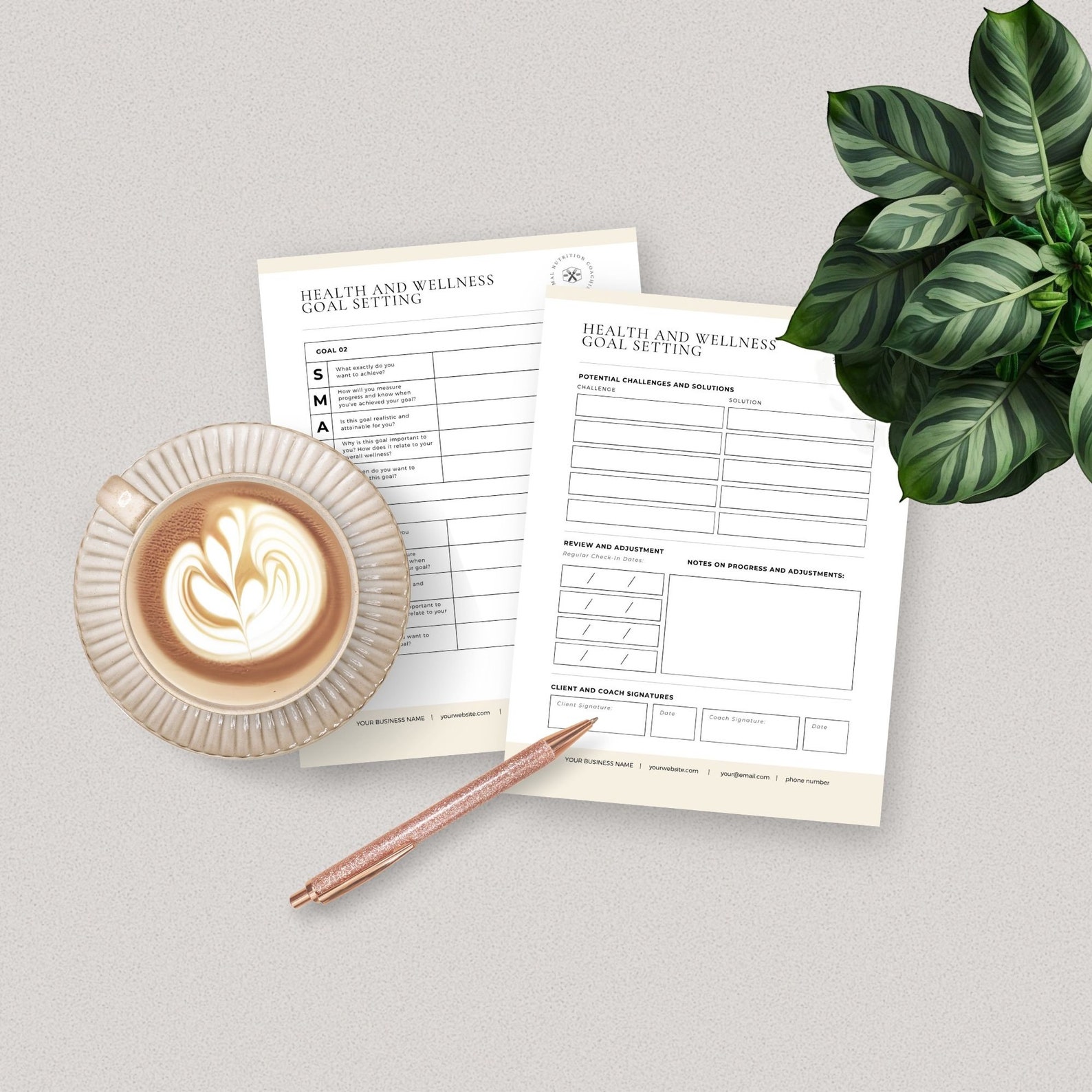 Health Coach Goal Setting Templates for Clients, Health and Wellness ...