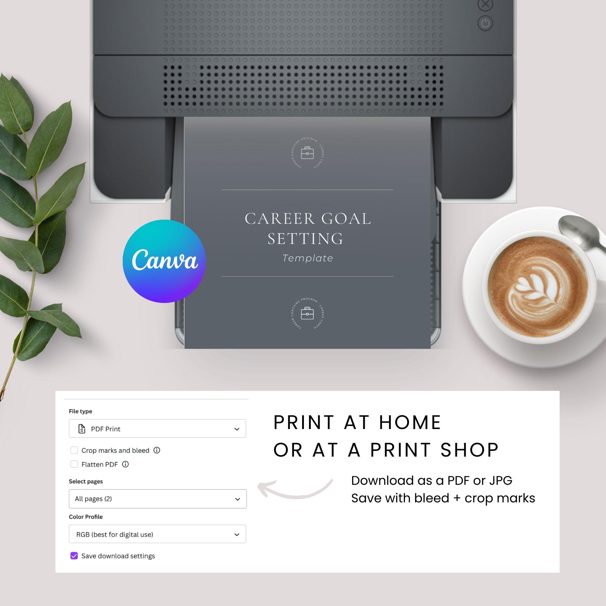 Career Goal Setting for Digital Coaches, Printable Planner, Goal ...