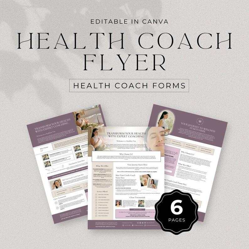 Health Coach Flyer Template Editable Canva Coaching Promotional ...