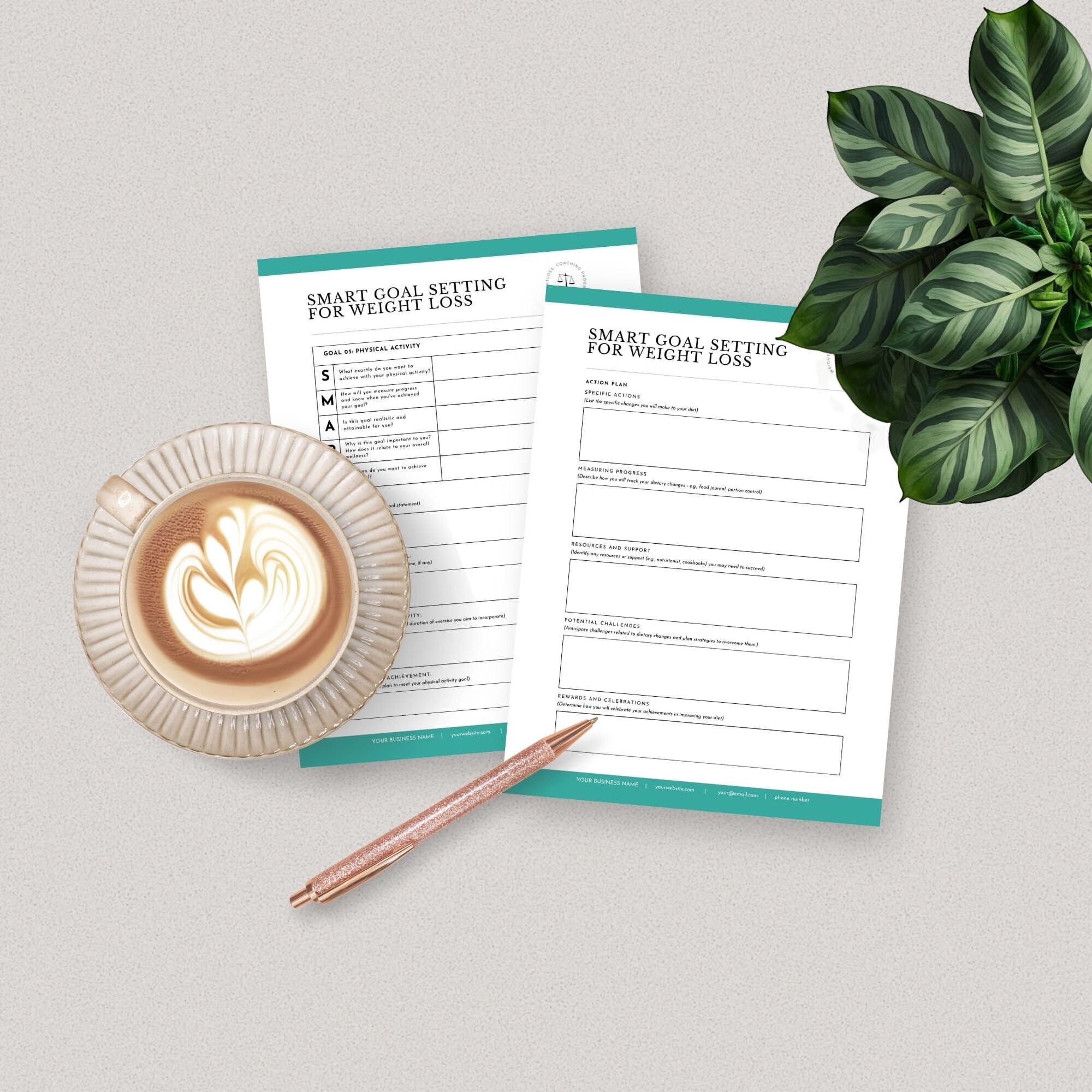 Smart Goal Setting Template for Weight Loss Coach, Smart Goal Worksheet ...