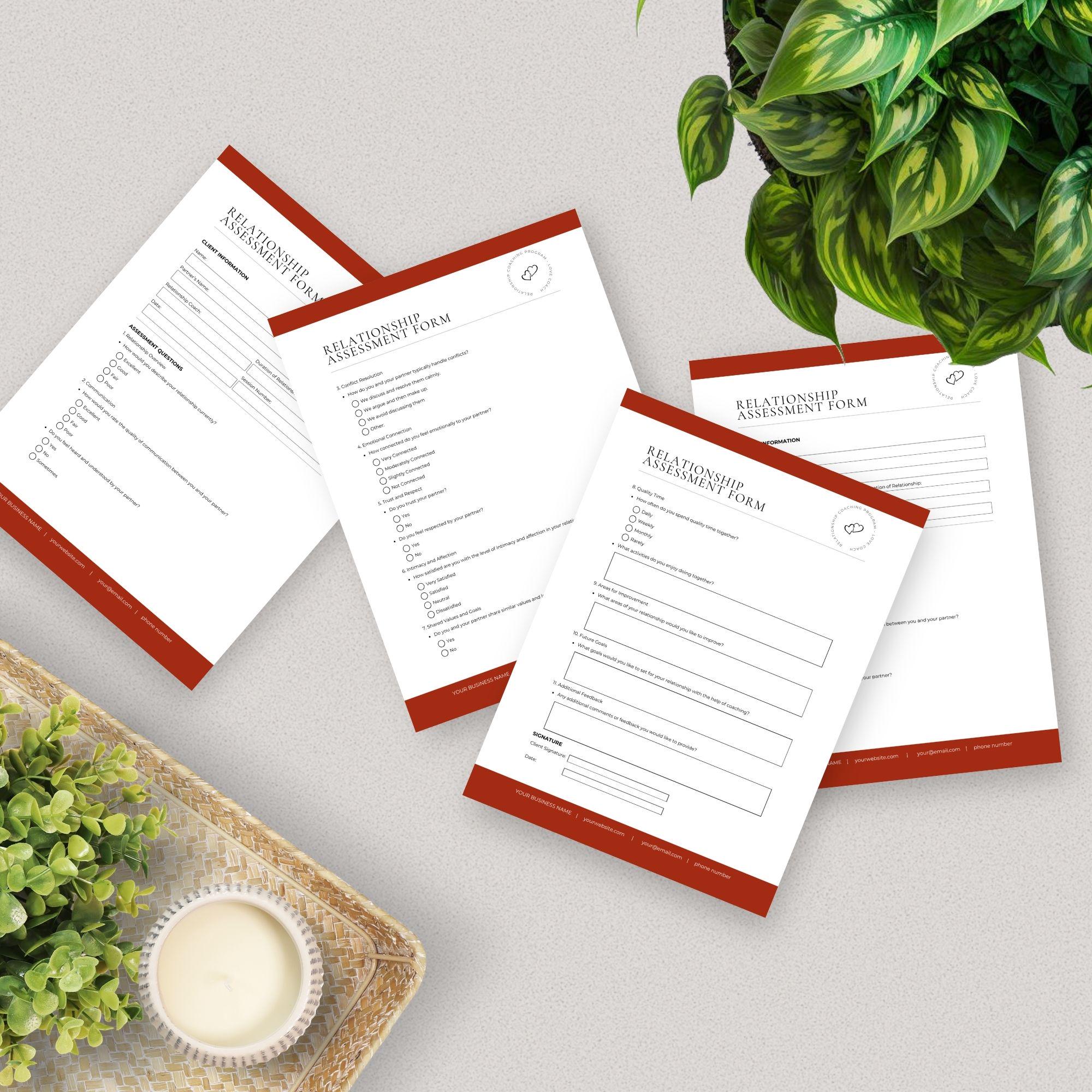 Relationship Assessment Form Template Relationship Coach, Digital Coach ...