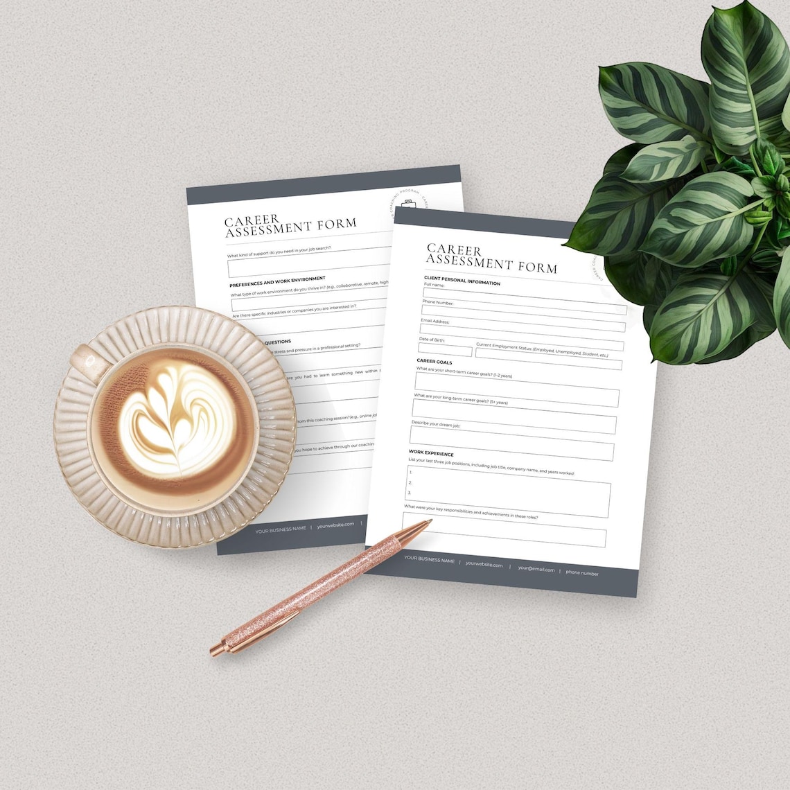 Career Assessment Form Template for Career Coaches, Career Evaluation ...